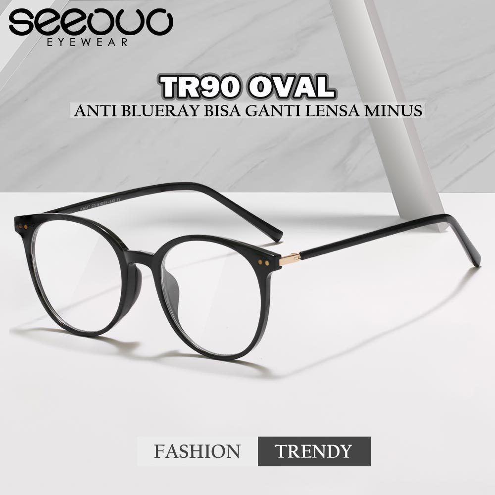 Jual Seeouo Kacamata Antiradiasi Blueray Style Oval TR90 Frame Simple Fashion Comfortable Unisex ...