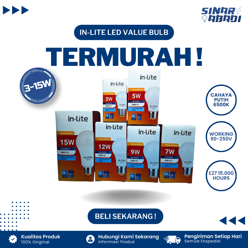 Jual Inlite LED Value E27 6500K (Putih) | Shopee Indonesia