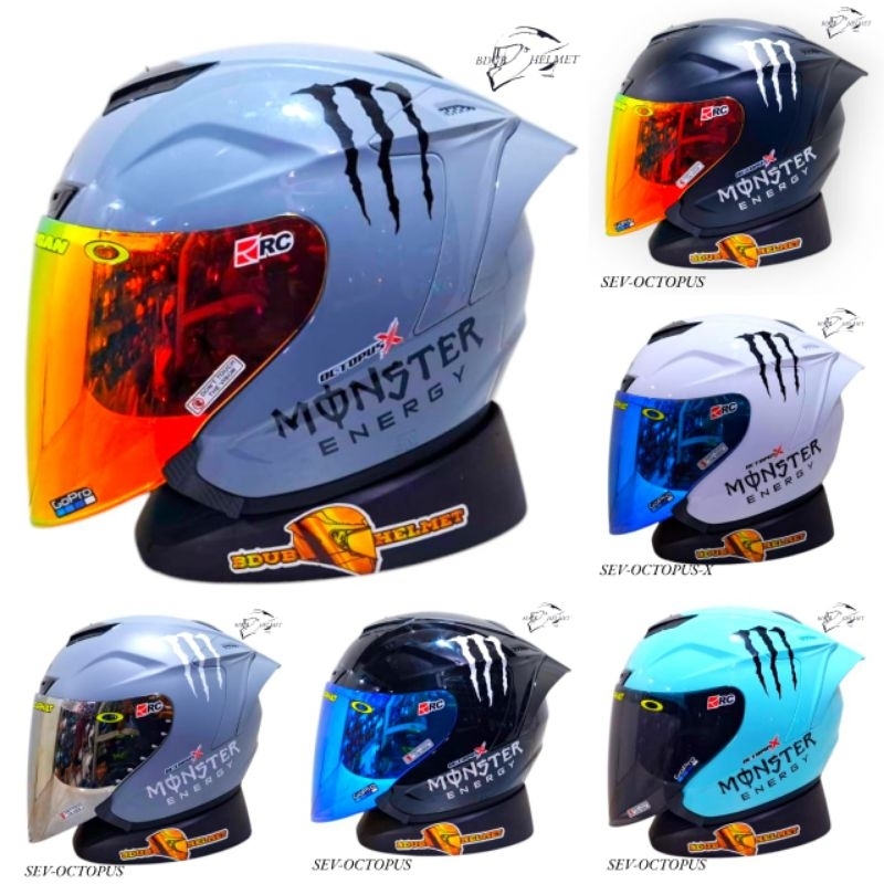 Jual Helm sev octopus x gorila glos Monster paket ganteng spoiler 3D ...