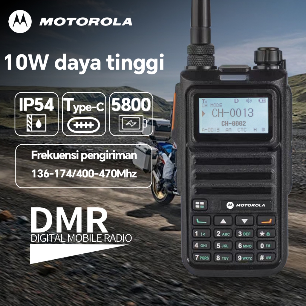 Jual HT Motorola Digital Mobile Radio DM390 10Watt Daya Tinggi IP54 Type-C 5800mAh long range ...