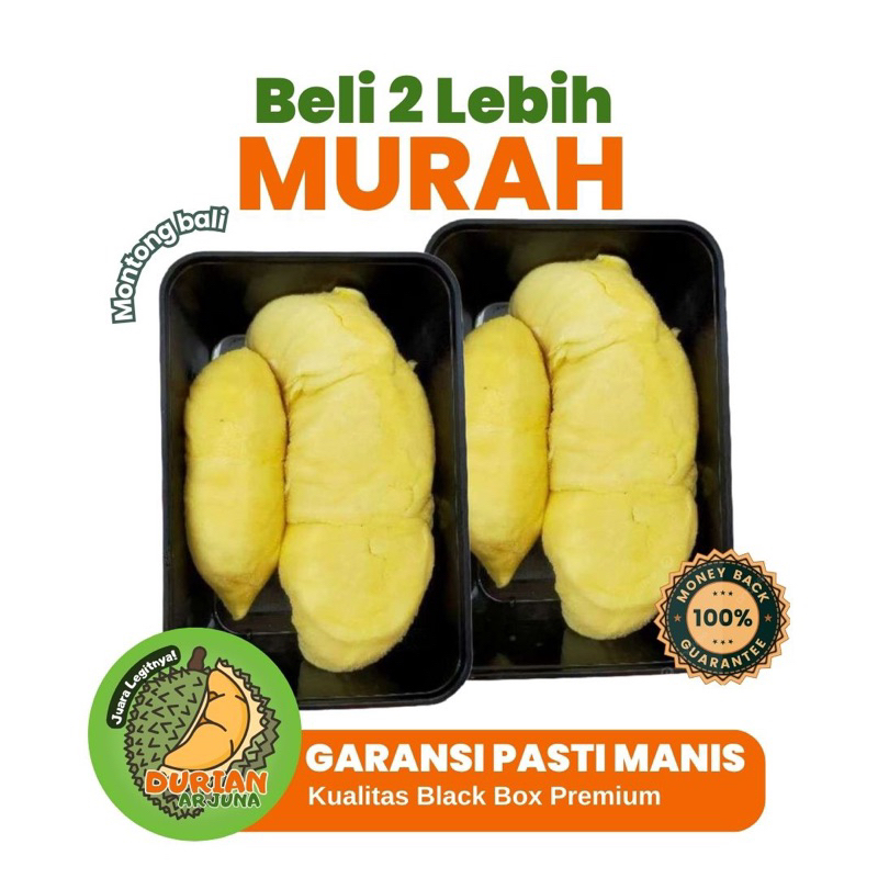 Jual Paket 2 Box Durian Montong Bali 500gr Frozen - Daging tebal, Biji Tipis, Rasa Manis ...