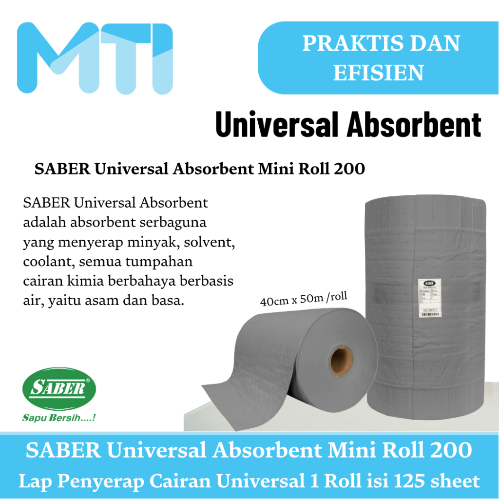 Jual SABER Universal Absorbent Small Roll 200 Kain Lap Penyerap Cairan ...