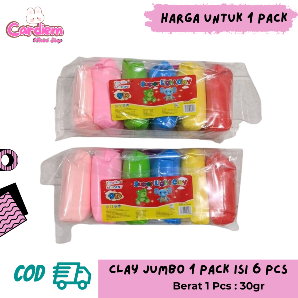 Jual Paket Clay Jumbo Isi 6 Pcs - Mainan Lilin Plastisin DIY | Kreatif ...
