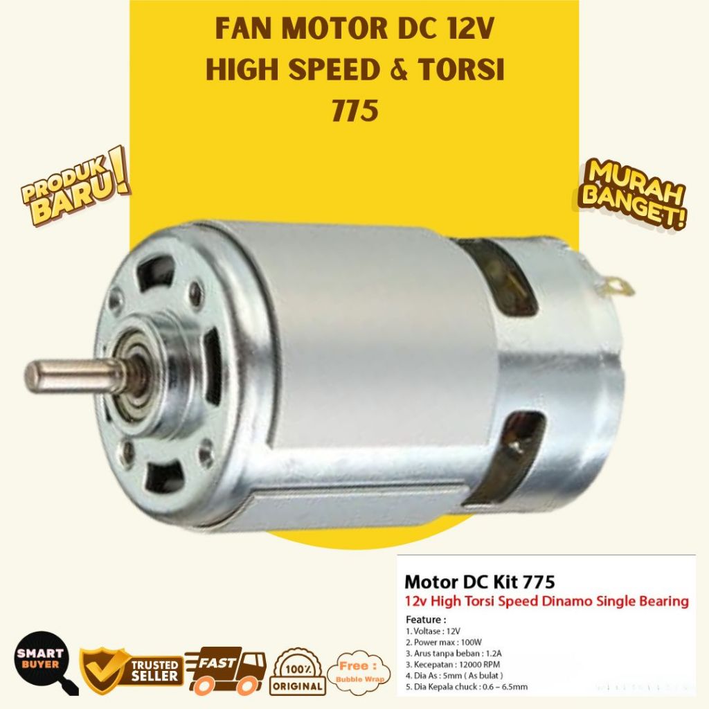 Jual Motor DC 12 Volt High Speed Torsi Dinamo 775 | Shopee Indonesia