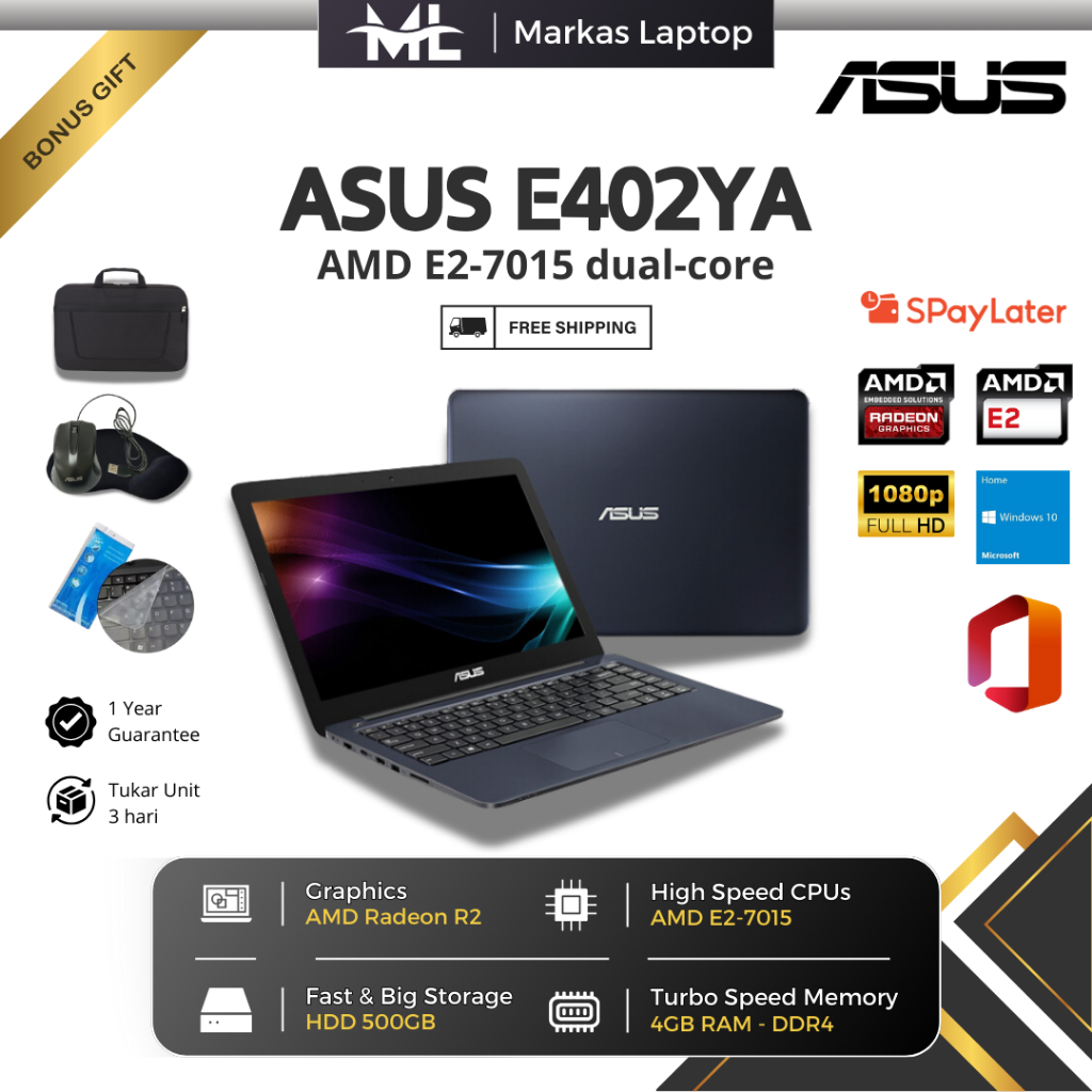 Jual LAPTOP ASUS E402YA AMD E2-7015 4GB 512GB SSD 14'INCH WINDOWS 10 ...