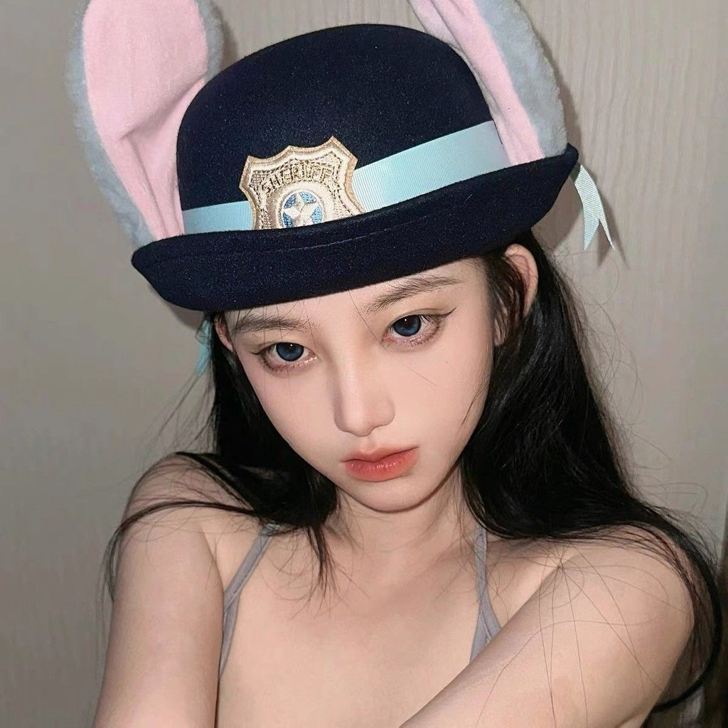 Jual Judy Hat Rabbit Round Top Hat Zootopia Officer Judy Hat | Shopee ...