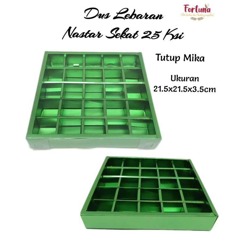 Jual Dus Lebaran Nastar Sekat 25 KSI Hijau polos (1pcs) | Shopee Indonesia