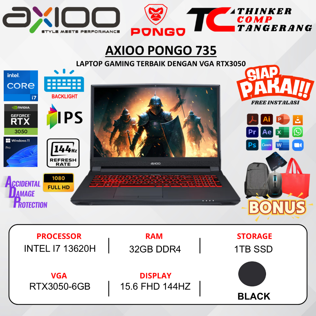 Jual Laptop Axioo Pongo 735 i7 13620H 32GB 1TB SSD ERX3050 6GB Windows ...
