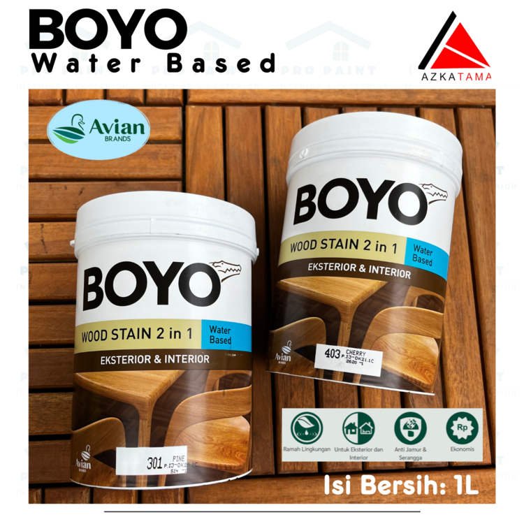 Jual Azkatama Paint Avian Boyo Wood Stain 2in 1 Cat Kayu Water Based ...