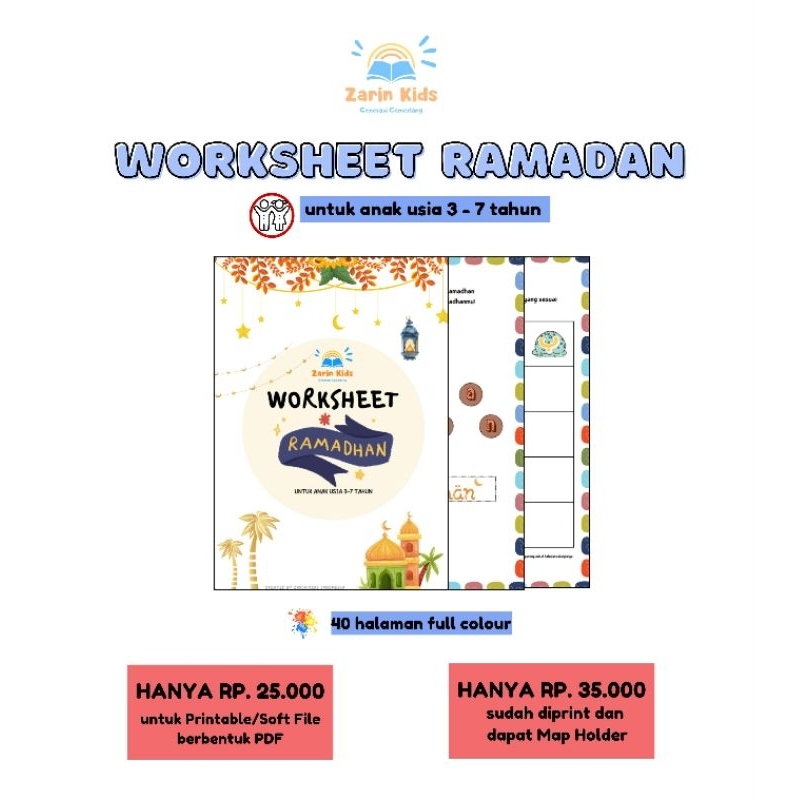 Jual Worksheet Buku Aktivitas Ramadan Muslim Anak 3 - 7 tahun TK PAUD ...