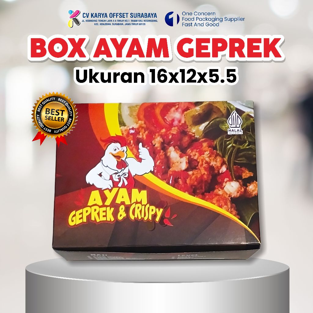 Jual Box Ayam geprek motif isi 50 PCS / Kemasan ayam goreng/ Kotak ayam ...
