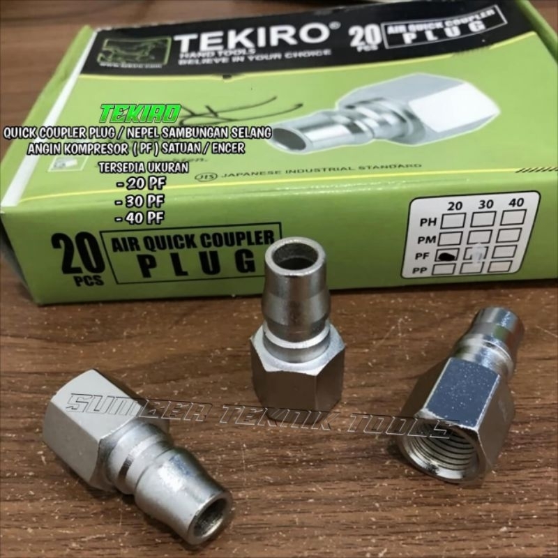 Jual Tekiro Quick Coupler Plug / Nepel Sambungan Selang Angin Kompresor Berbagai Ukuran 20 PF ...