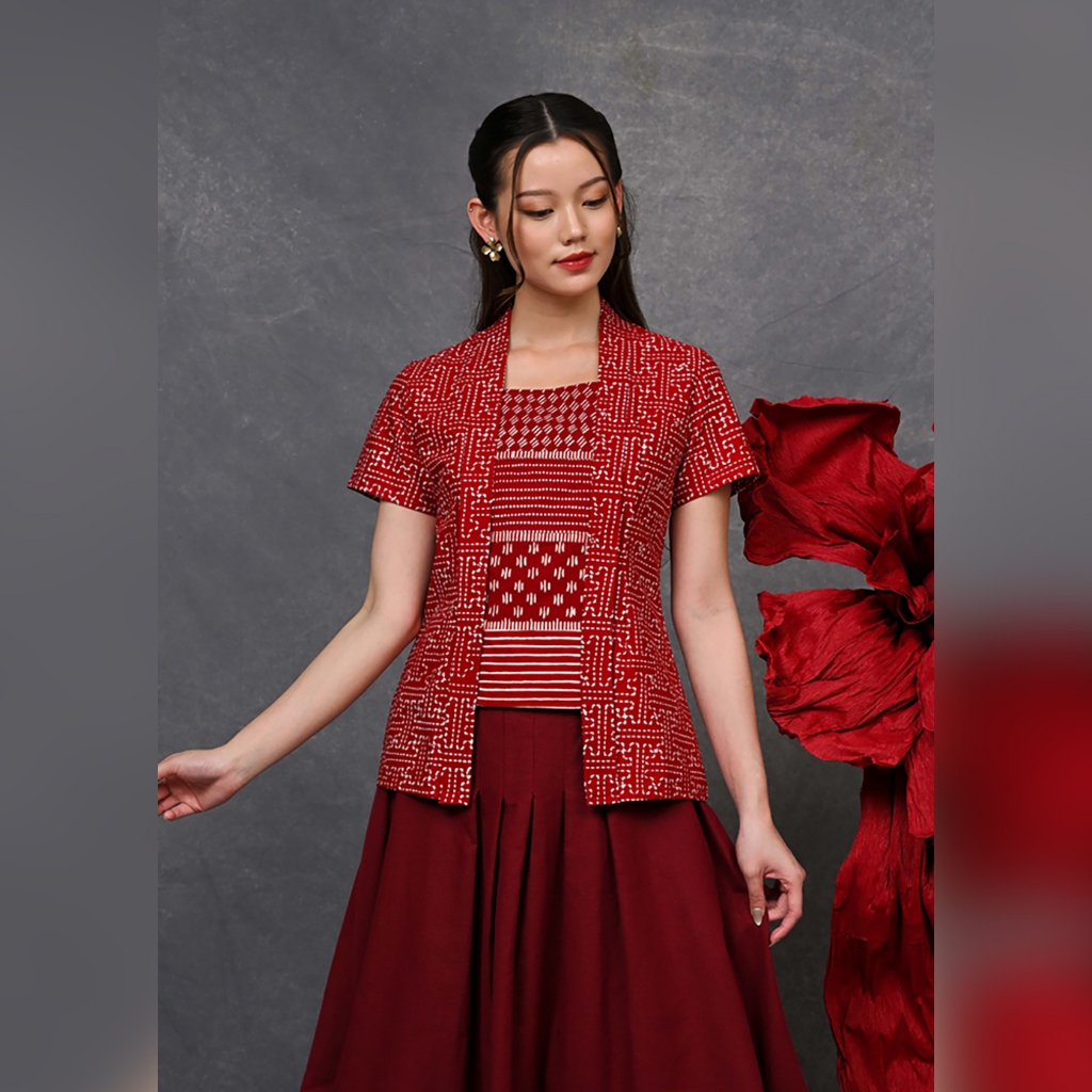 Jual NONA RARA - Kebaya Garut CNY Short T3748, Baju kerja blouse kebaya ...