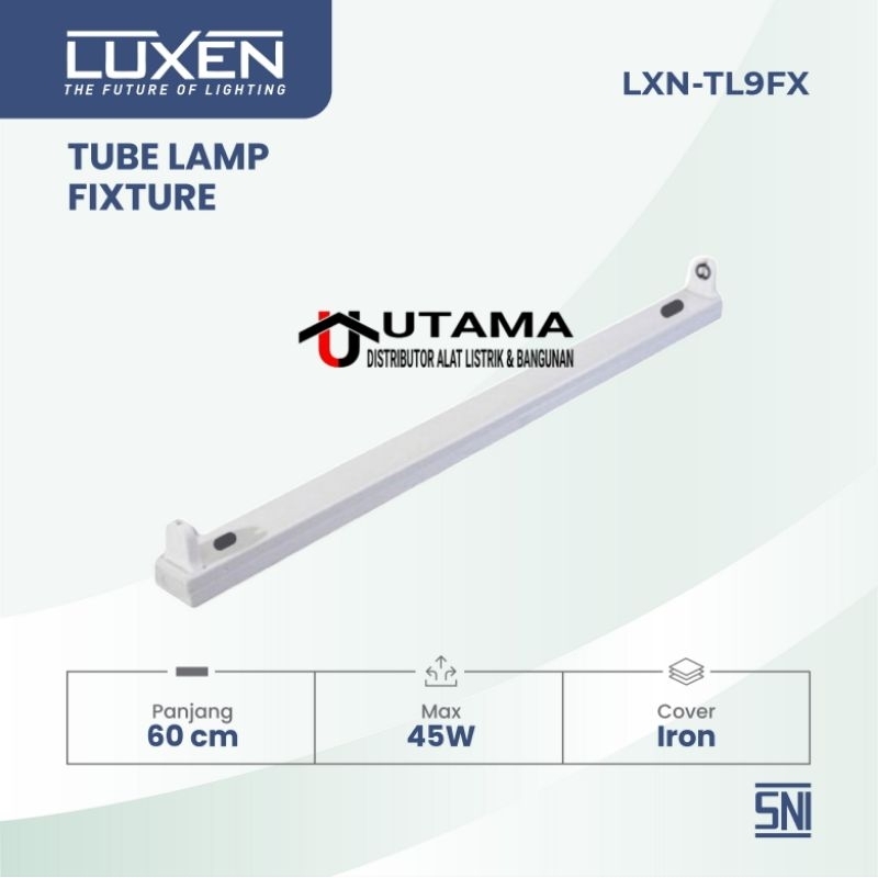 Jual Luxen tube lamp fixture T8 led ( kap lampu ) 60 cm max daya 45 ...