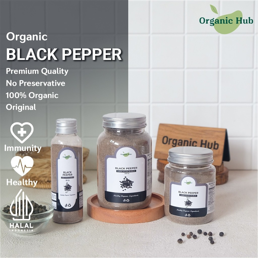 Jual Organic Hub Lada Hitam Bubuk Merica Bubuk Black Pepper Powder ...