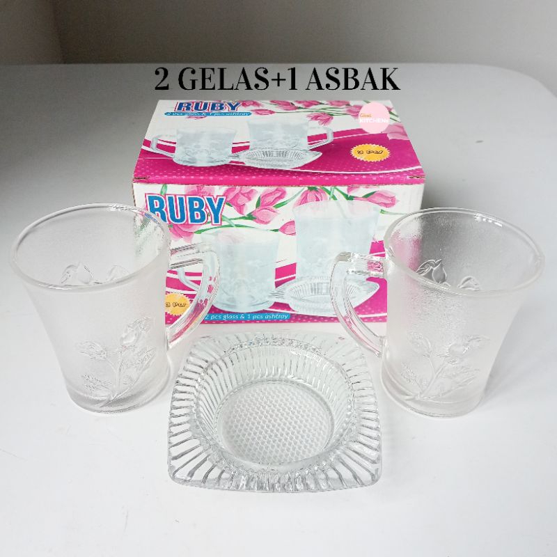 Jual G072 [2 GELAS 1 ASBAK] GELAS KACA GELAS KOPI GELAS MINUM GAGANG ...
