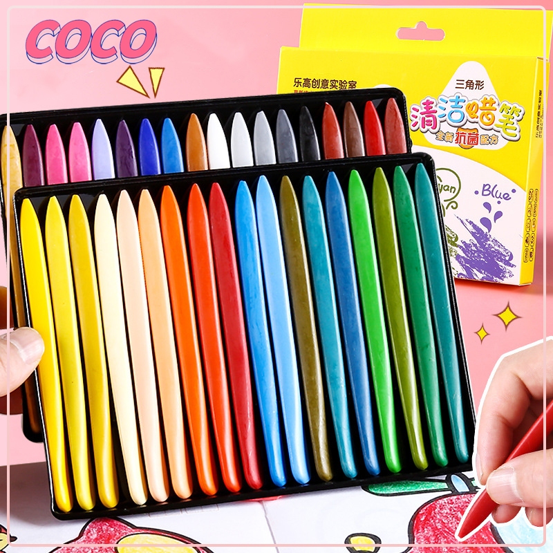 Jual [READY] Crayon Set Krayon Plastik 12/24/36 Warna Crayon Anti Air ...