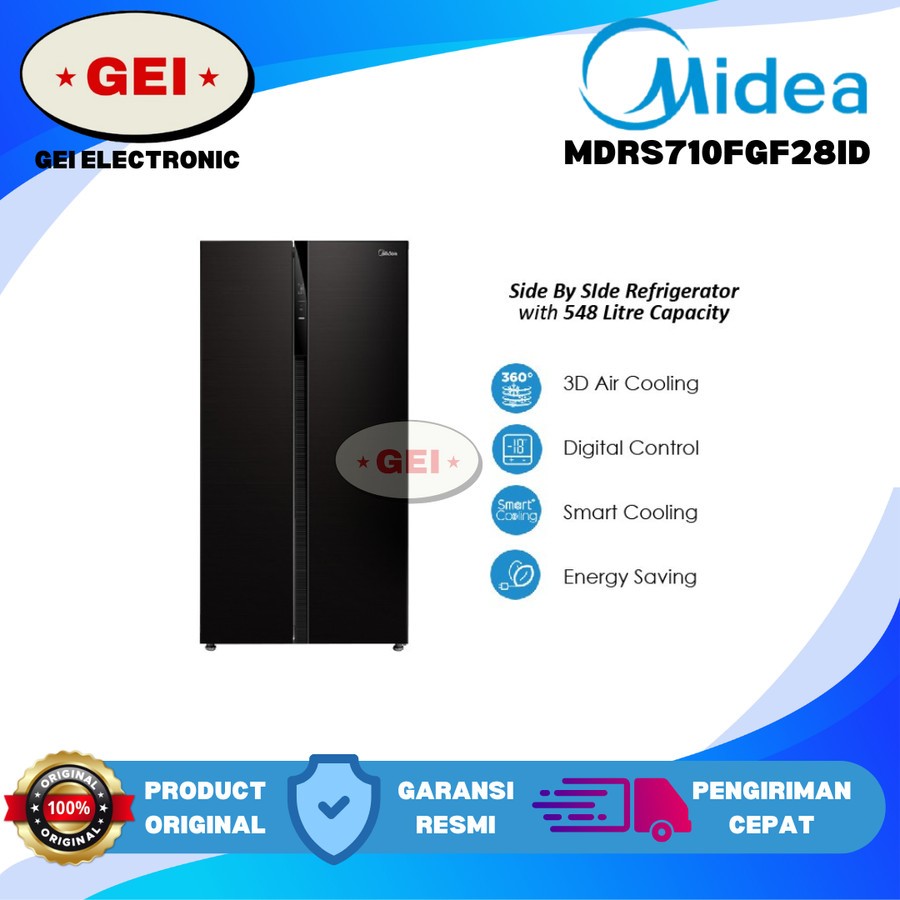 Jual Midea Kulkas MDRS710FGF28ID kulkas Side by Side/ 2 Pintu 548L ...