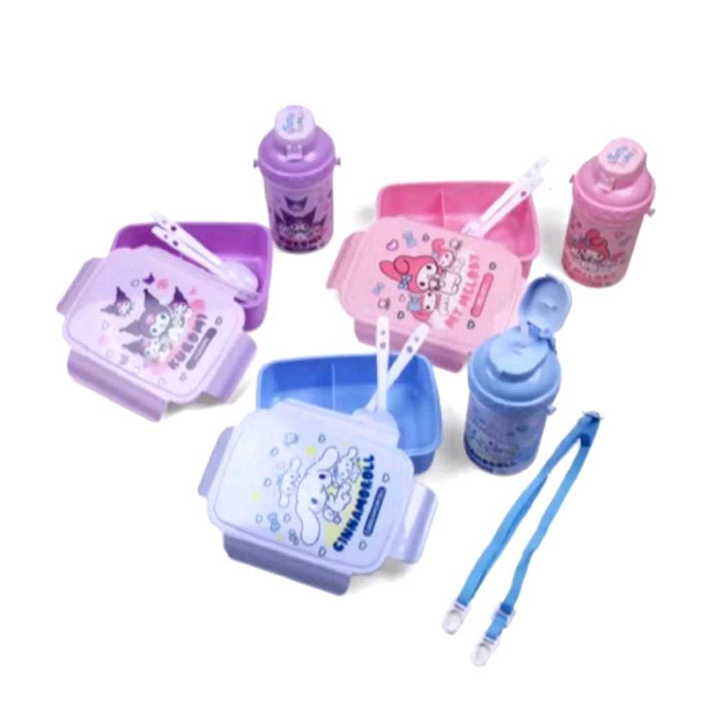 Jual Lunch Box 3116 Kotak Makan Set dengan Botol Minum Karakter Kuromi / Melody / Cinnamonroll ...