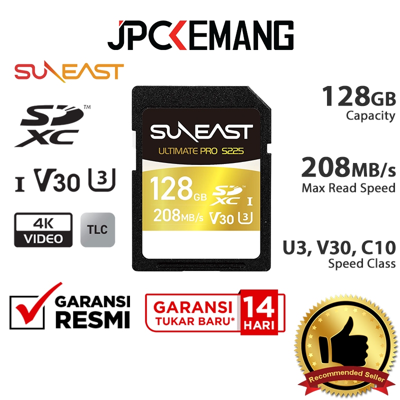 Jual Suneast SDXC 128GB 208MB/s UHS-I V30 Ultimate Pro Gold Series Suneast Memory Card SDHC 128 ...