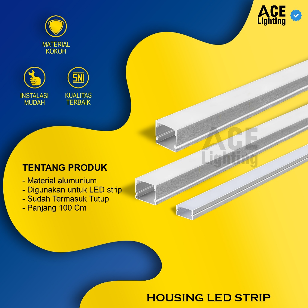Jual Housing LED strip kap alumunium 1 Meter profile cover casing ...