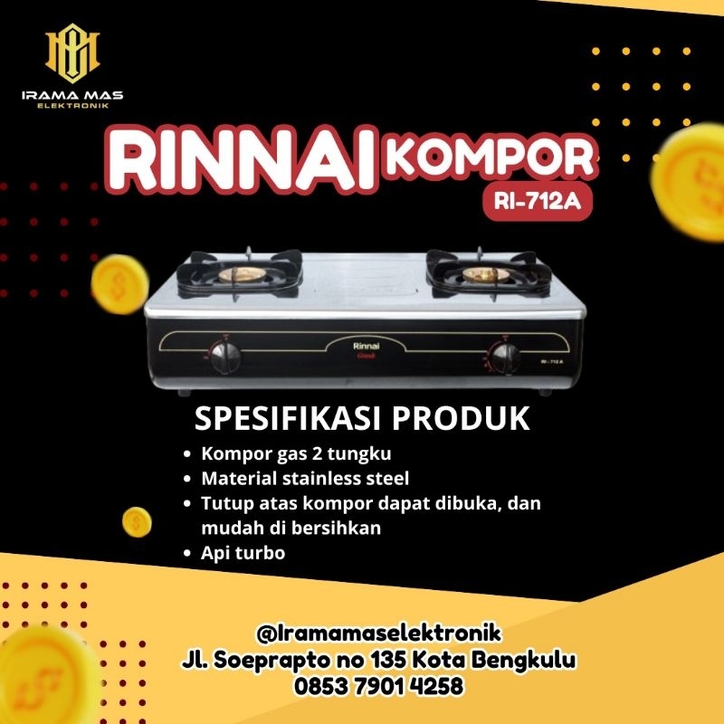 Jual KOMPOR RINNAI 2 TUNGKU RI-712A | Shopee Indonesia