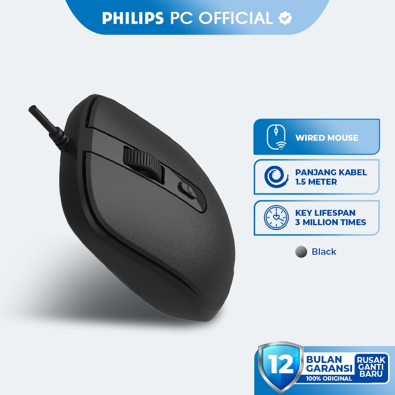 Jual Philips Mouse USB Wired 2400DPI 3 Million Click SPK7228 Original ...
