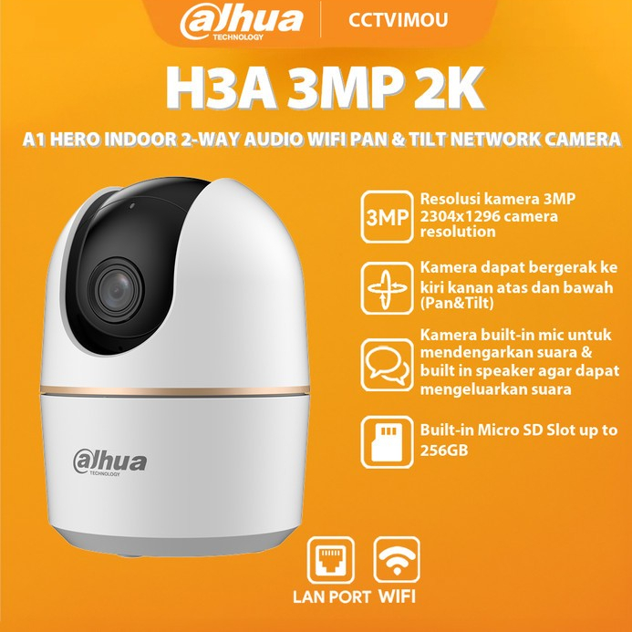 Jual Dahua HERO A1 3MP DH-H3A Smart Indoor Wifi Pan & Tilt Network Camera | Shopee Indonesia