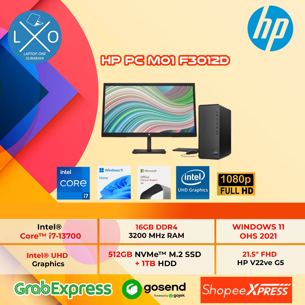 Jual HP PC M01 F3012D I7 13700 16GB 512GB+1TB HDD W11+OHS 21.5 + MONITOR V22 | Shopee Indonesia