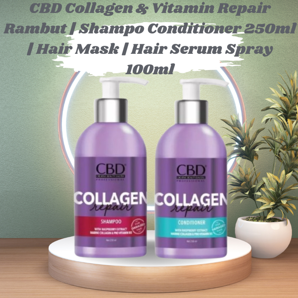 Jual CBD Collagen & Vitamin Repair Rambut | Shampo Conditioner 250ml ...