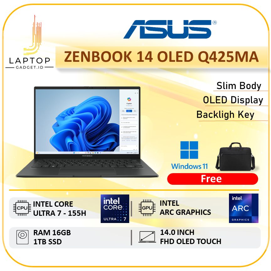 Jual Laptop Asus Zenbook 14 Oled Q425MA Ultra 7 155H 16GB 1TB ssd Win11 ...