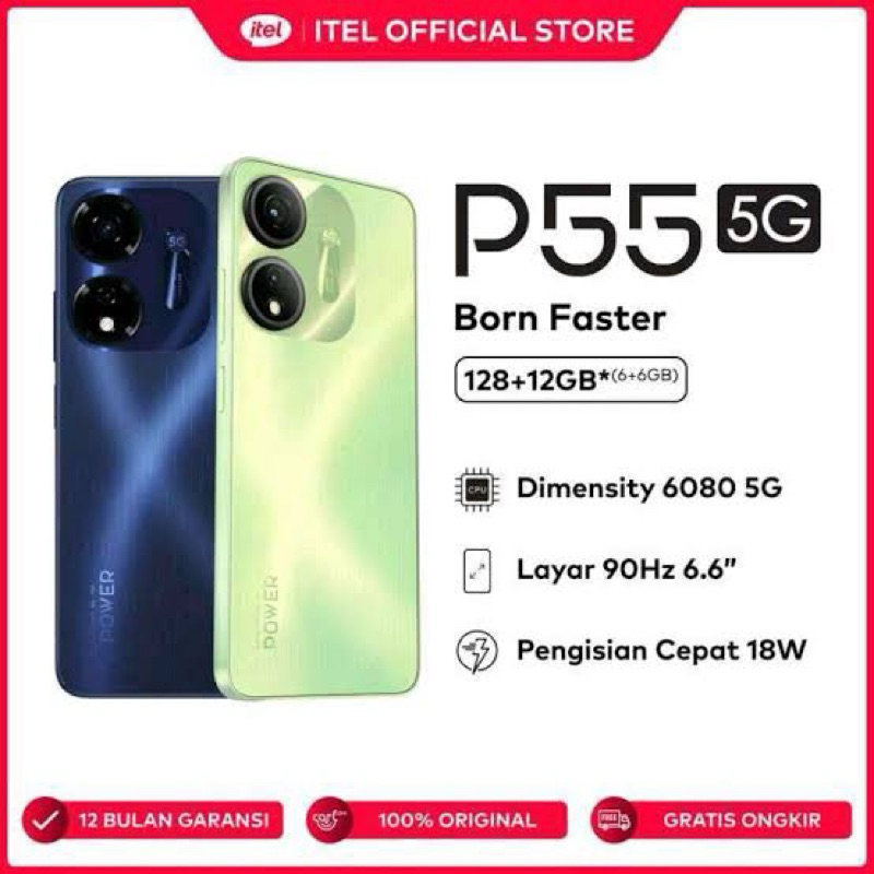 Jual NEW ITEL P55 5g Ram 6/128gb GARANSI RESMI.Layar 6,6inc IPS LCD ...