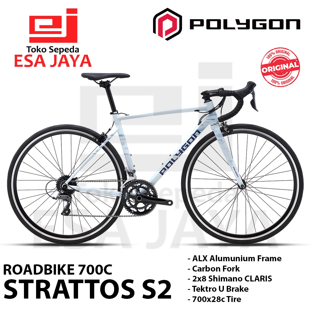 Jual Polygon Strattos S2 Light Blue Shimano Claris 2x8 Speed Original ...