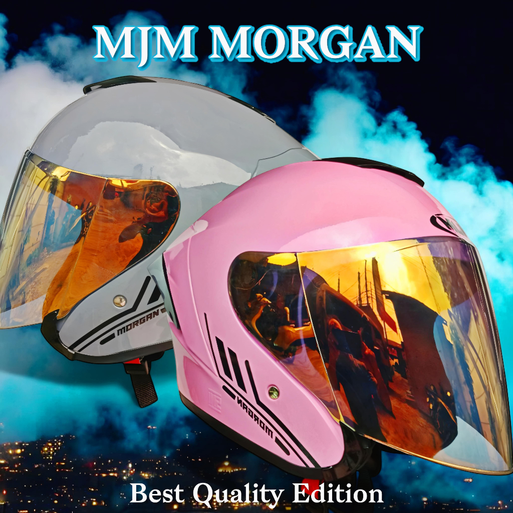 Jual Helm Halface Morgan + Spoiler kaca hitam Premium Untuk Pria Dan ...