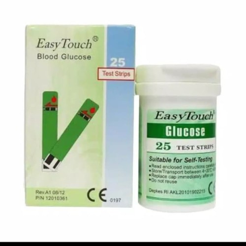 Jual EASY TOUCH STRIP TEST CEK GULA DARAH ISI 25 STIK GDS GLUCOSE ...