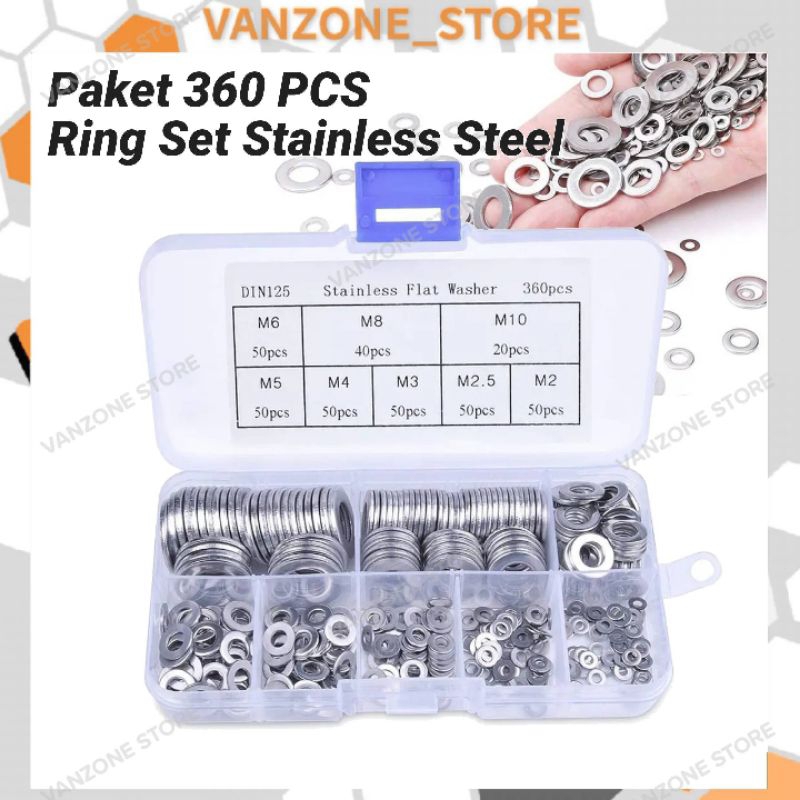 Jual 360PCS Ring Baut Set Oli Washer Plat Stainless Steel 1 Box Ukuran ...
