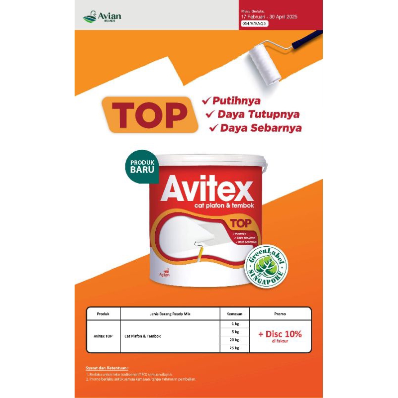 Jual AVITEX CAT PLAFON DAN TEMBOK PUTIH 20KG | Shopee Indonesia
