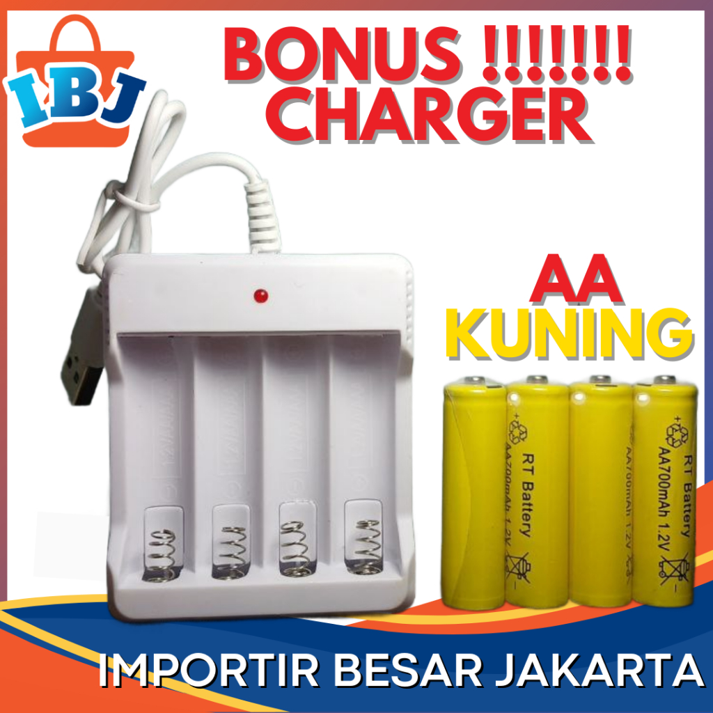 Jual FREE CHARGER!! Baterai AA A2 Cas Rechargeable Charger Charge Chas ...