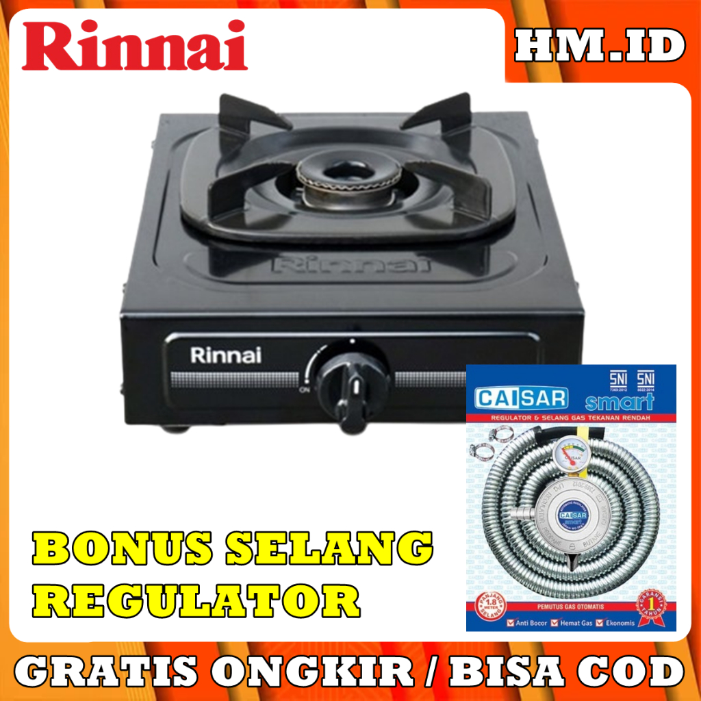 Jual RINNAI RI201S Kompor Gas 1 Tungku Api Biru Body TEFLON + SELANG ...