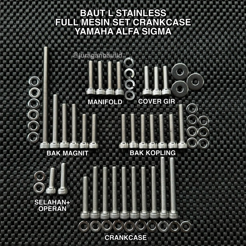 Jual BAUT L STAINLESS BLOK MESIN KANAN KIRI YAMAHA ALFA SIGMA ASLI STAINLESS ANTI KARAT 100% ...