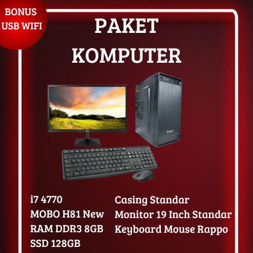 Jual Paket PC Komputer CPU Rakitan Core I7 4770 Mainboard H81 New Ram DDR3 8GB SSD 128GB Siap ...