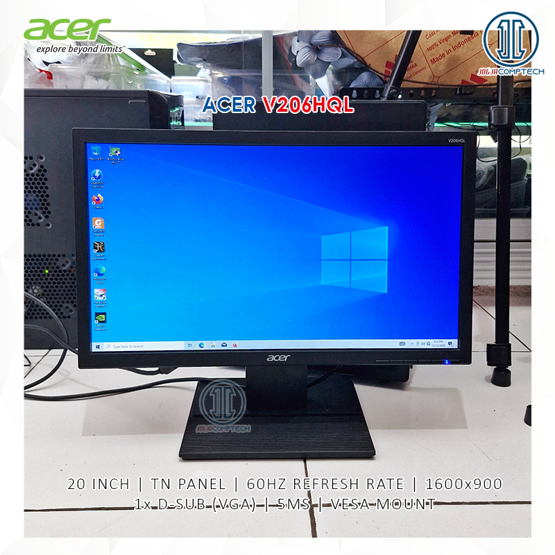 Jual Monitor ACER V206HQL 20 inch Port VGA (D-SUB) Resolusi 1600x900 ...