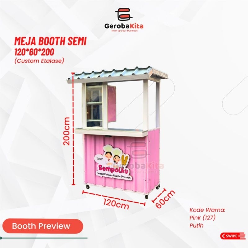 Jual meja booth semi ukuran 120x60x200 custom etalase | Shopee Indonesia
