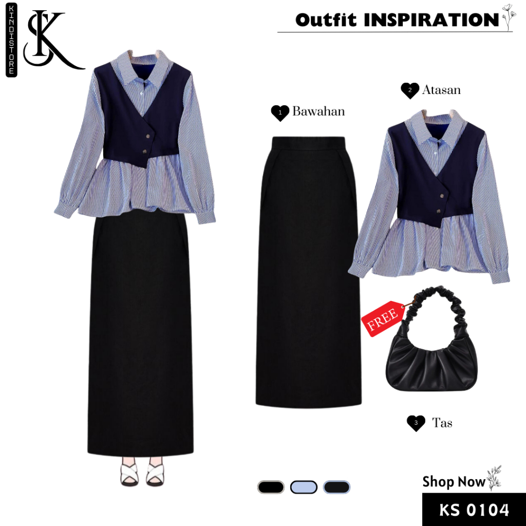 Jual One set lebaran ( BLOUSE - ROK SPAN free TAS SERUT ) Outfit korean ...