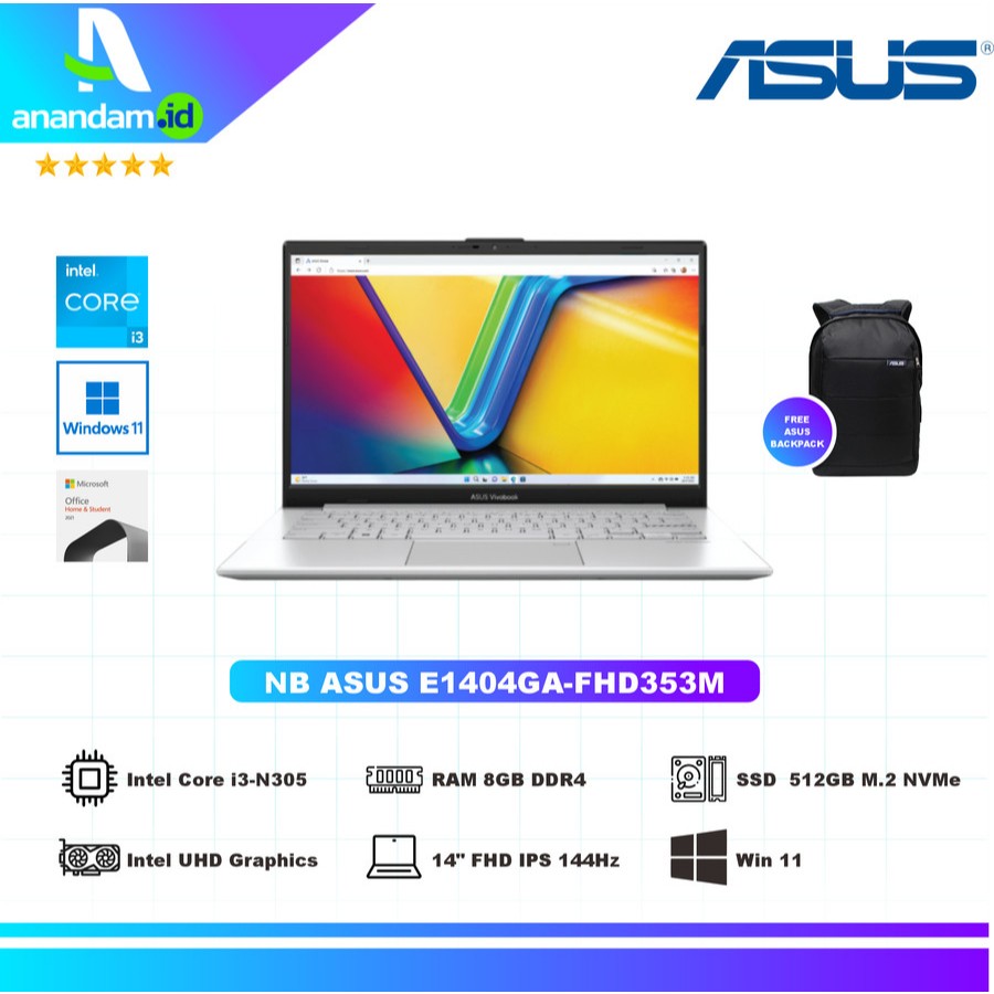 Jual Asus Vivobook Go 14 E1404GA-FHD353M Intel Core i3-N305 8GB SSD ...