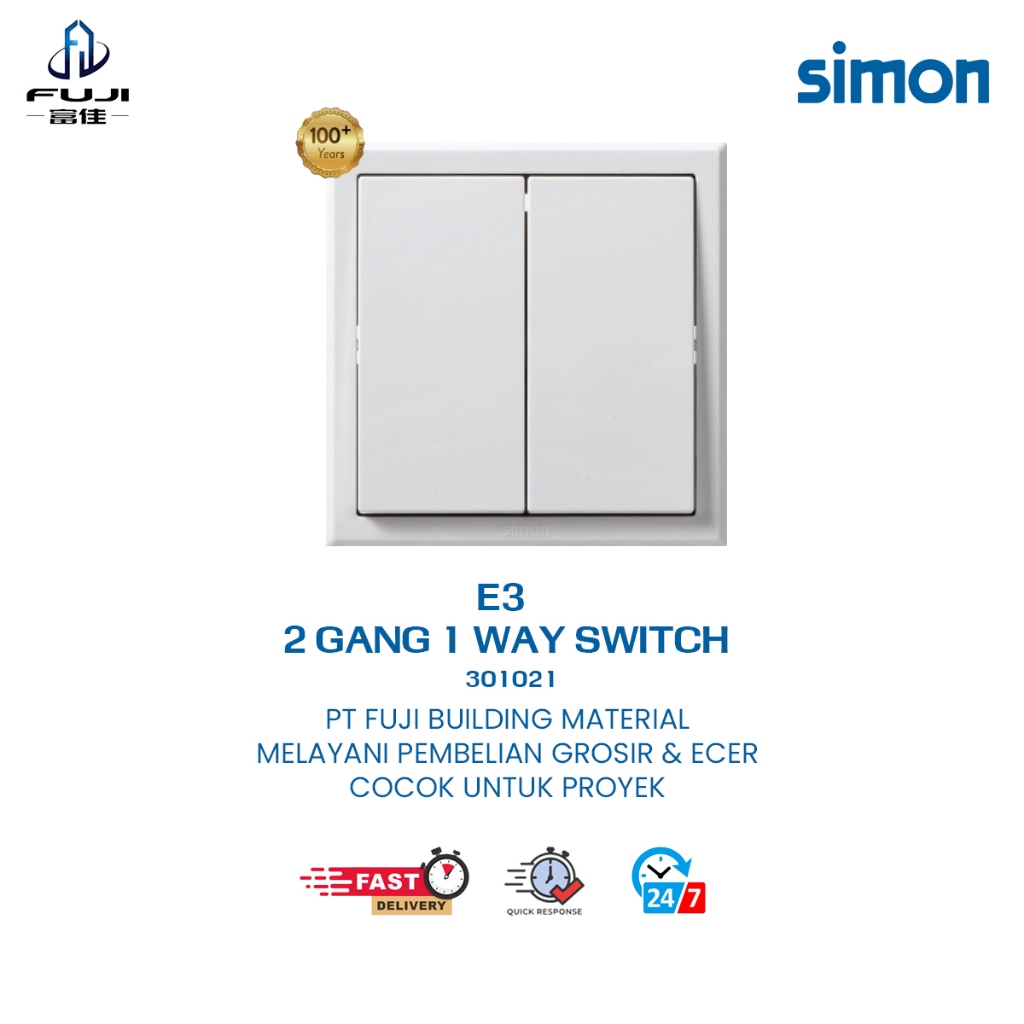 Jual Simon Saklar Lampu Stop Kontak Dinding E3 2 Gang 1 Way Switch ...
