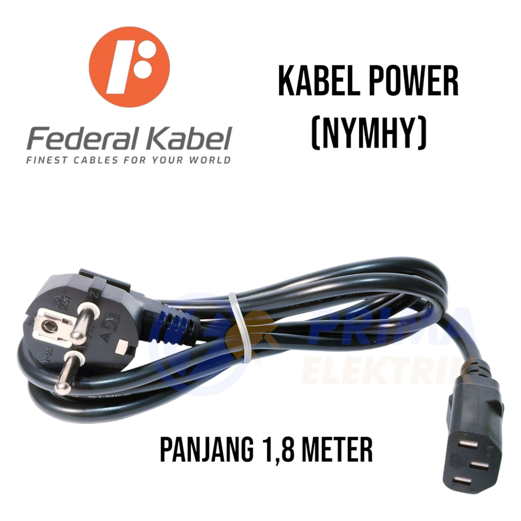 Jual Kabel Power AC Federal 3 Lubang Pin Cord Panjang 1,8 Meter | Shopee Indonesia