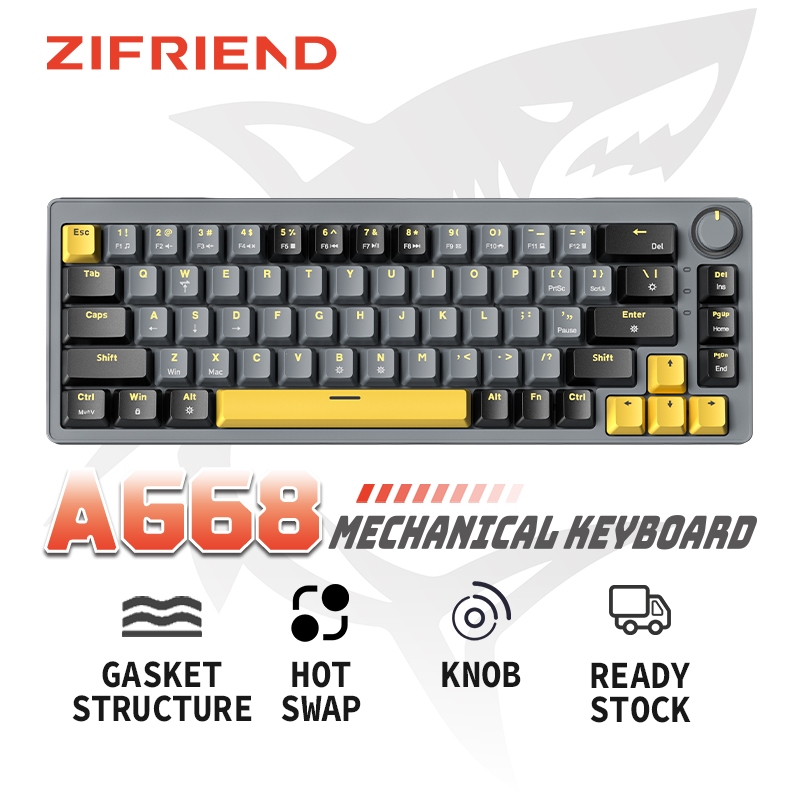 Jual ZIFRIEND AG68 Mechanical Gaming Keyboard Gasket Structure Hotswap ...