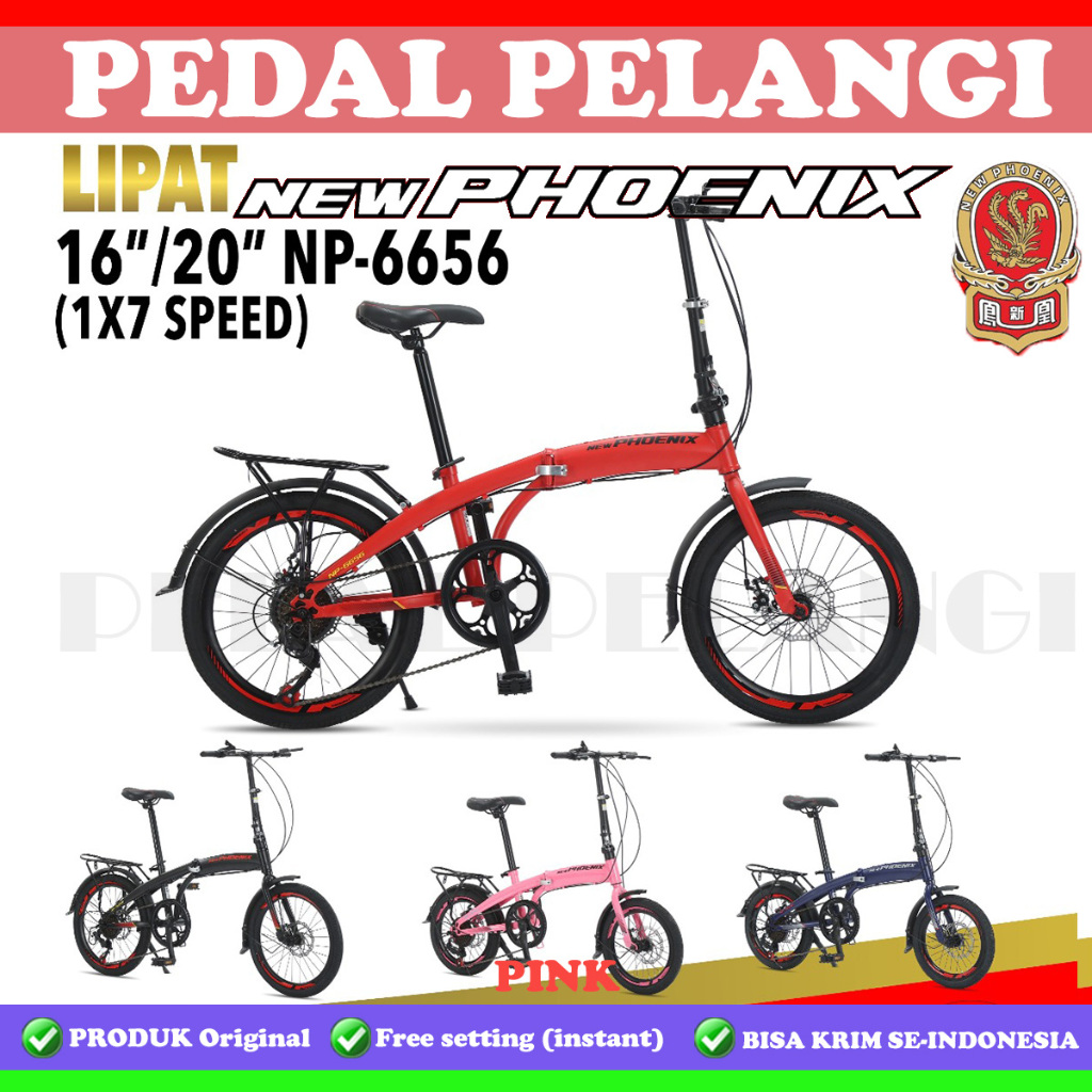 Jual SEPEDA LIPAT 20 Inch PHOENIX 6656 EVERGREEN BEARING 7 SPEED ...