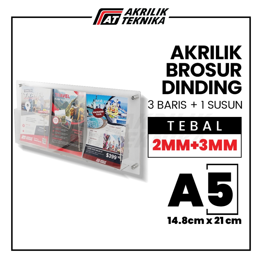 Jual Rak Brosur A5 3 Baris Akrilik / Display Menu Meja / Acrylic Flyer ...